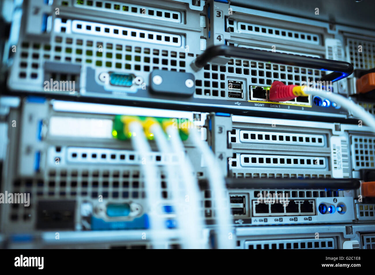 An Lan cable in network room dept of field technic Stock Photo - Alamy