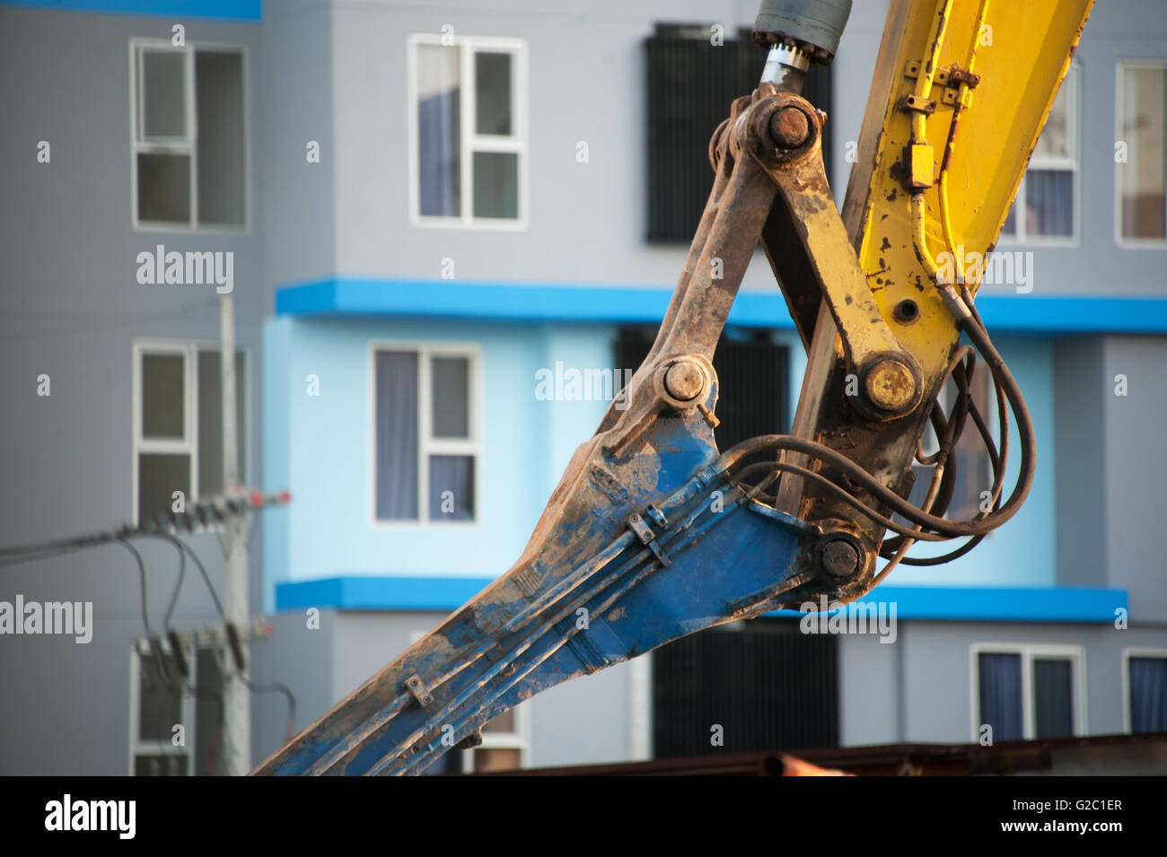 An Machine Drilling in Construction place Stock Photo - Alamy