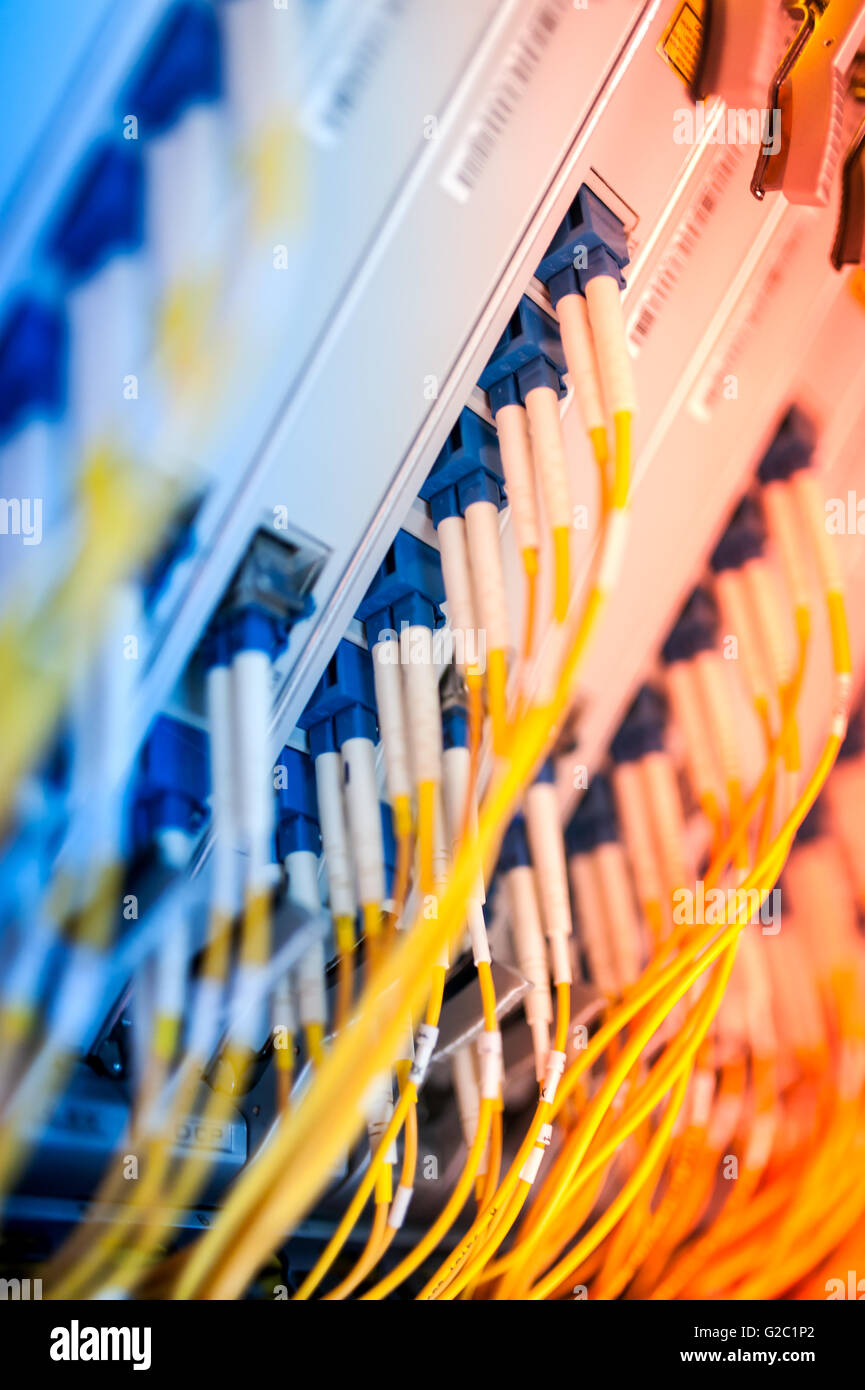 fiber optic with servers in a technology data center Stock Photo - Alamy