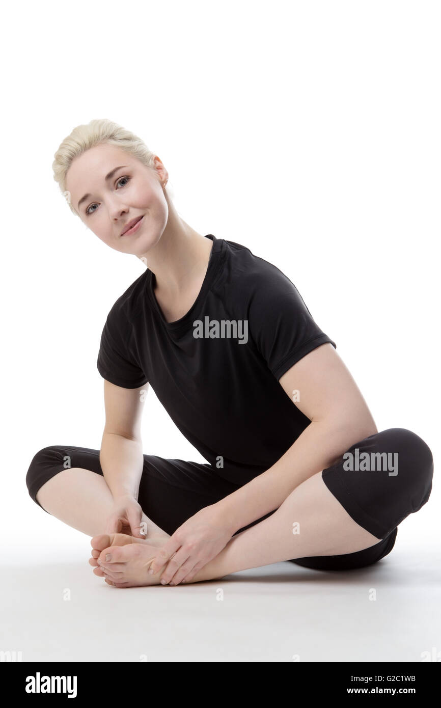 fitness woman doing floor stretching and exercises Stock Photo - Alamy