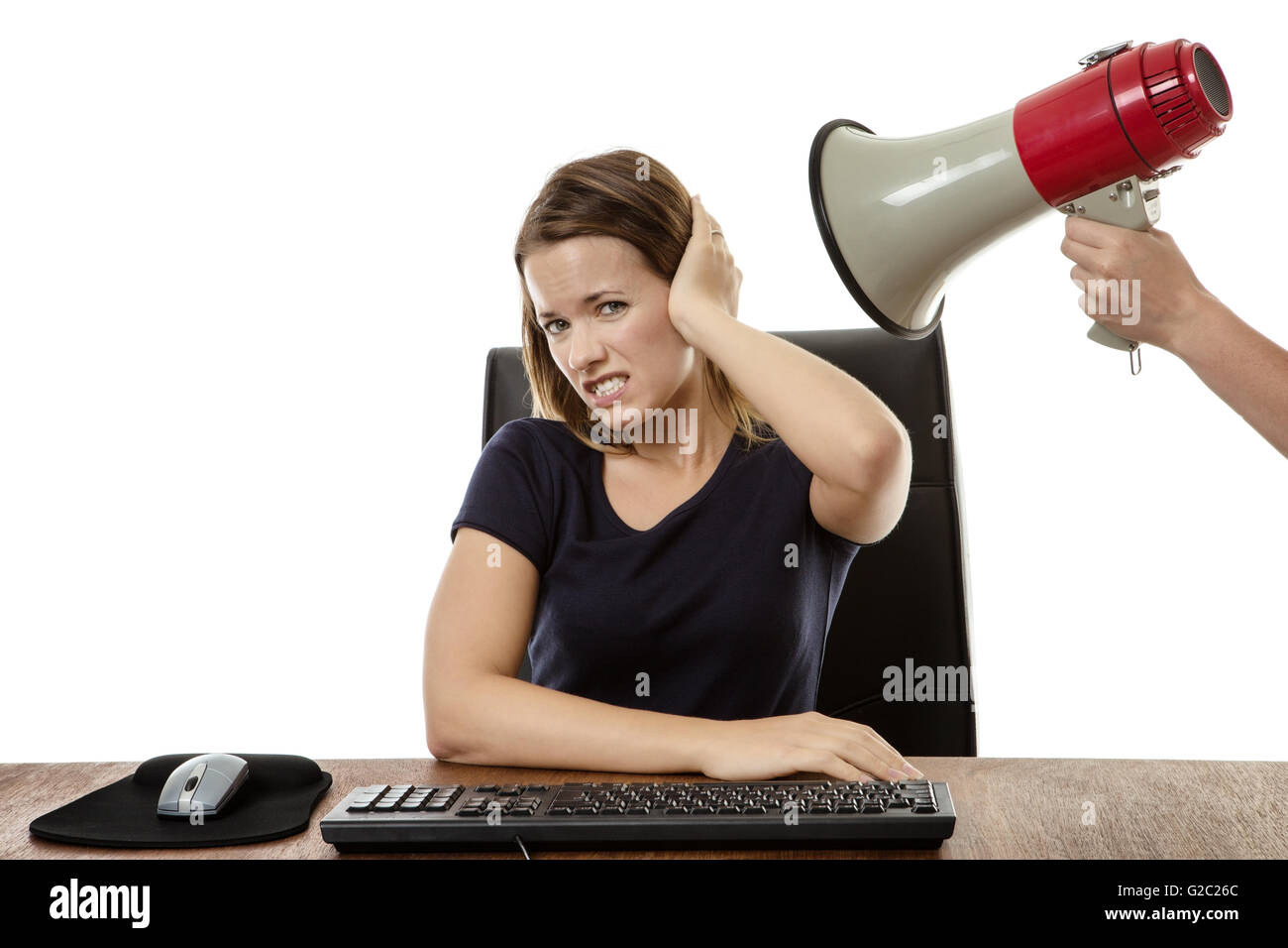 Woman being shouted office hi-res stock photography and images - Alamy