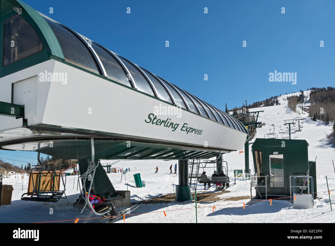 Utah, Park City, Deer Valley Resort, Sterling Express lift Stock Photo ...