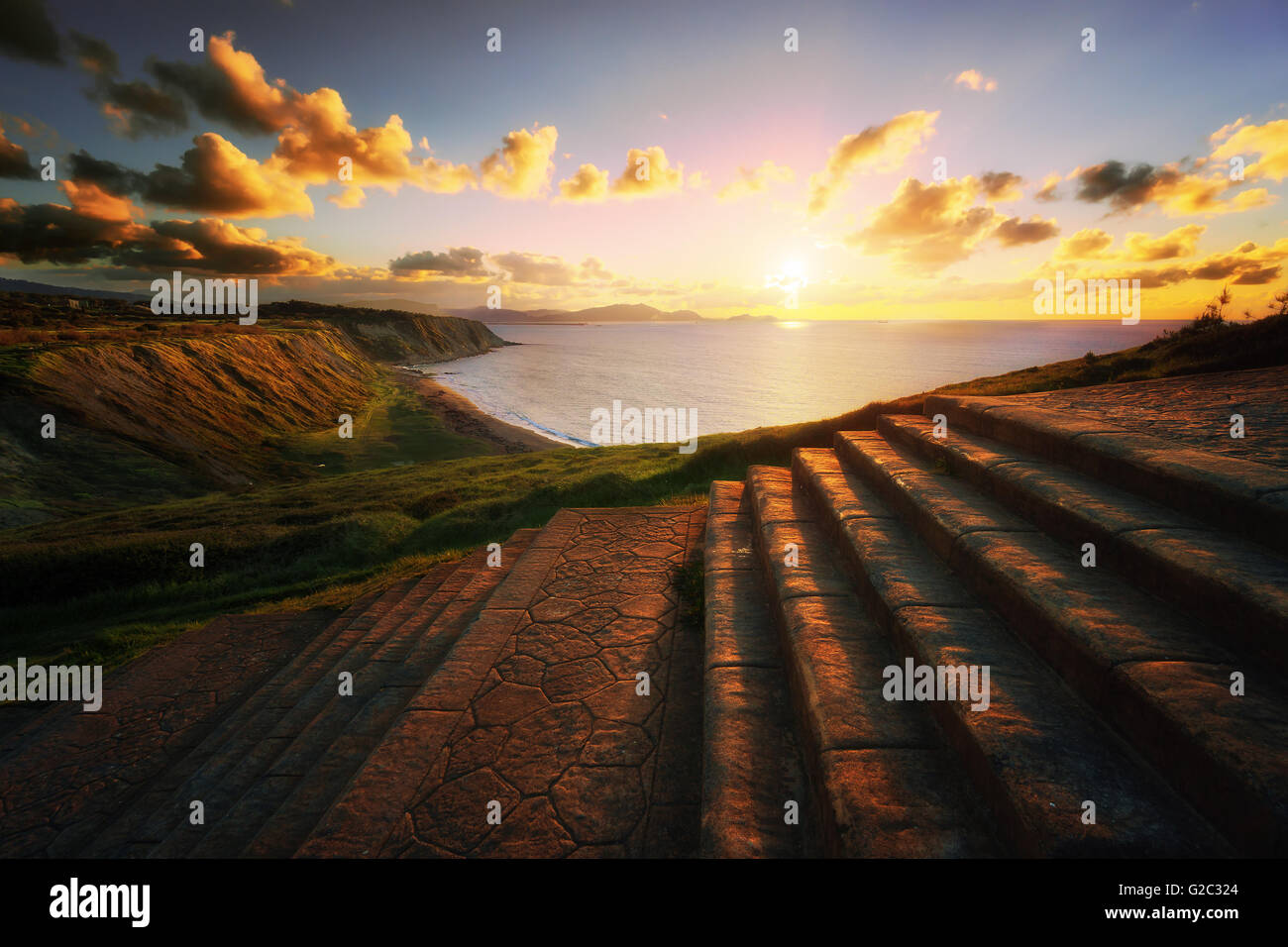 Azkorri beach at the sunset Stock Photo - Alamy