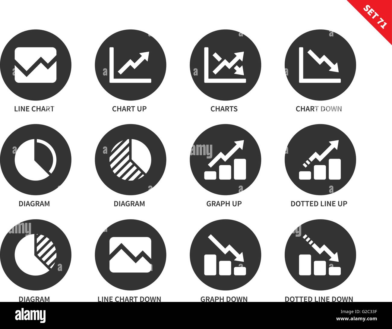 Line chart icons on white background Stock Vector Image & Art - Alamy