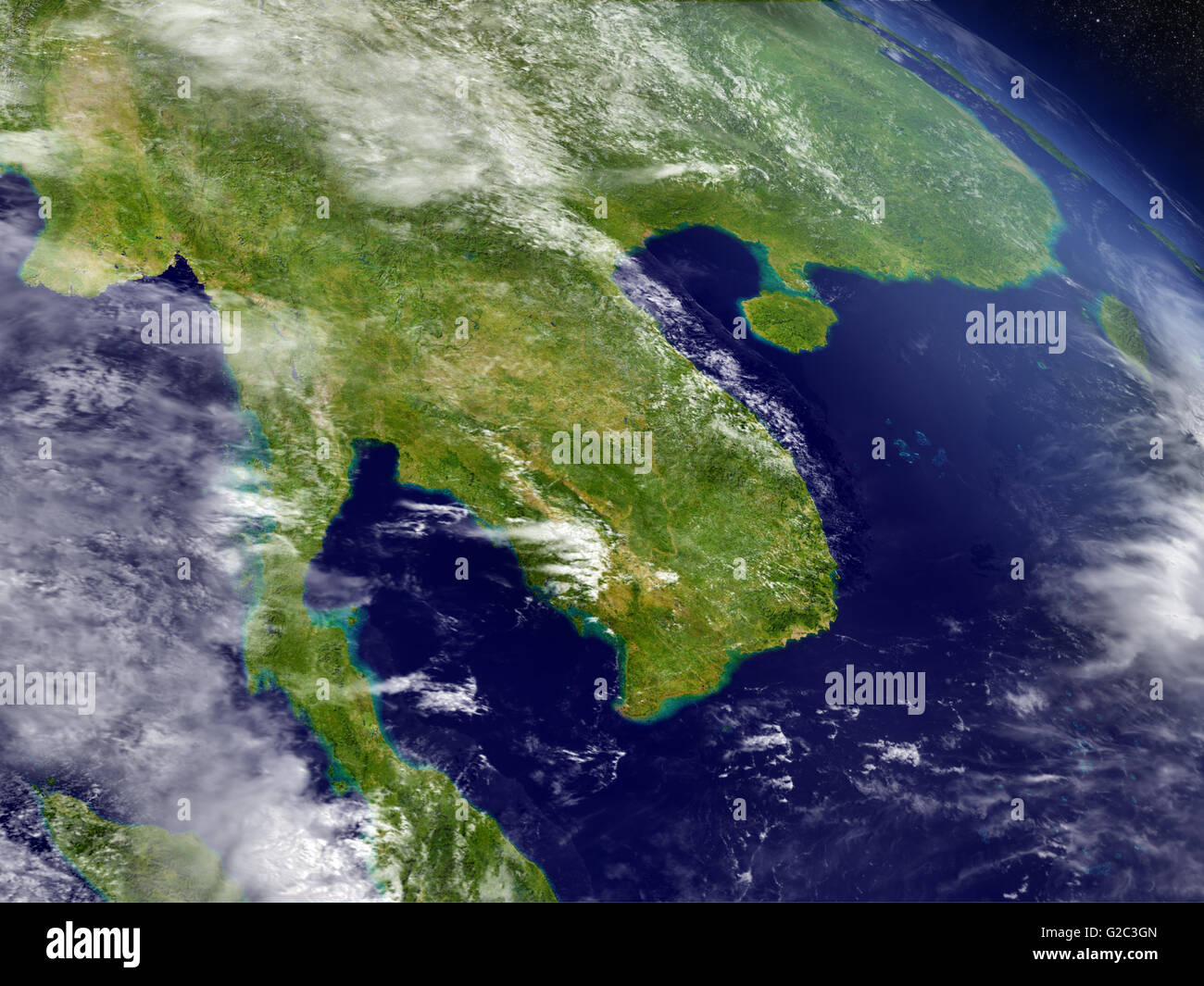 Thailand with surrounding region as seen from Earth's orbit in space ...