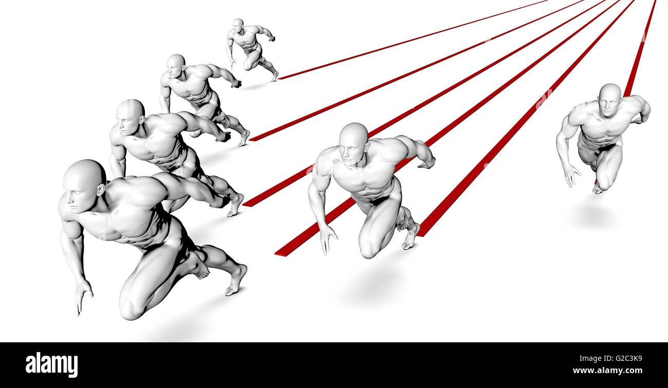 Business Success Concept with Running Men Art Stock Photo - Alamy