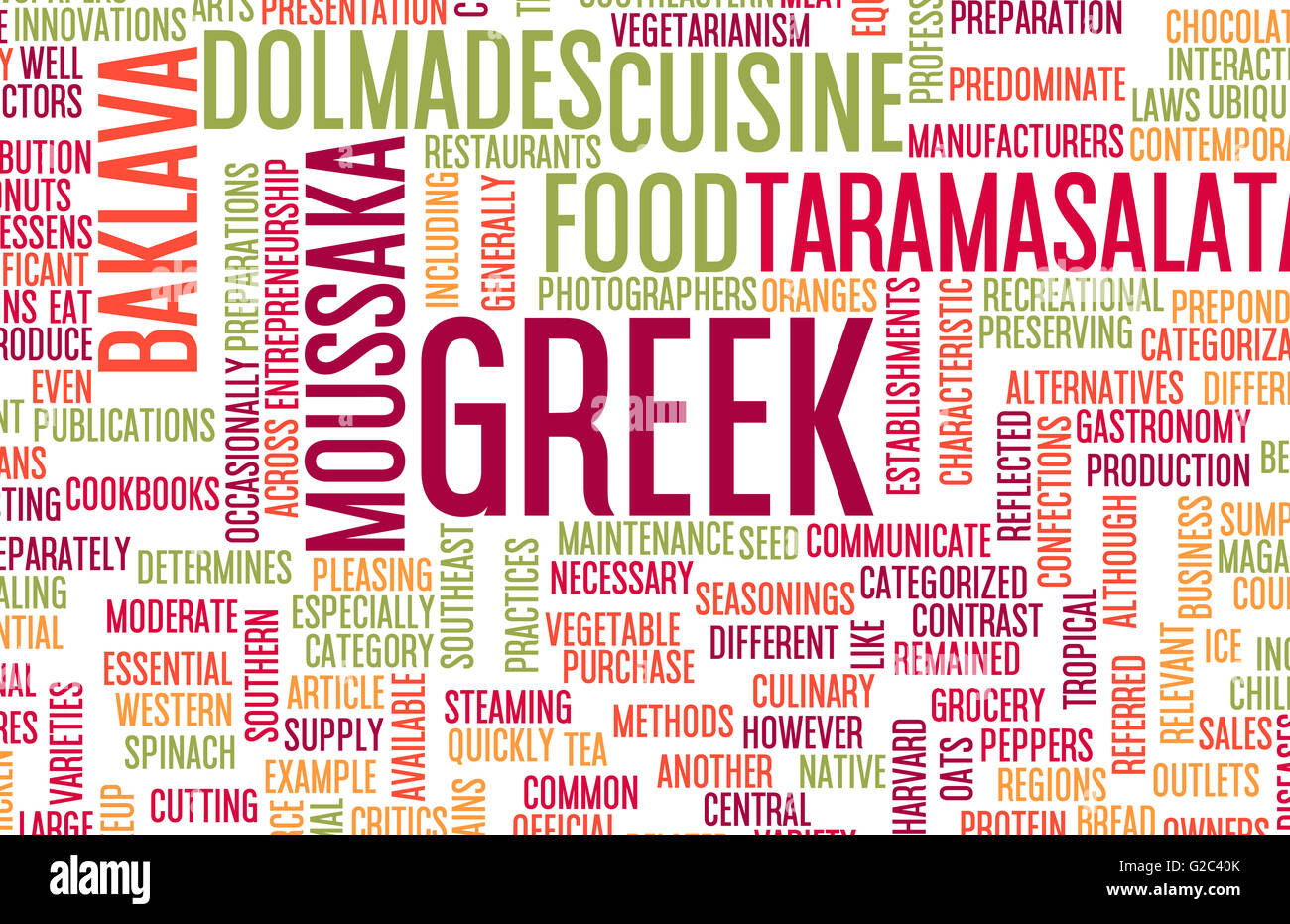 Greek Food and Cuisine Menu Background with Local Dishes Stock Photo ...