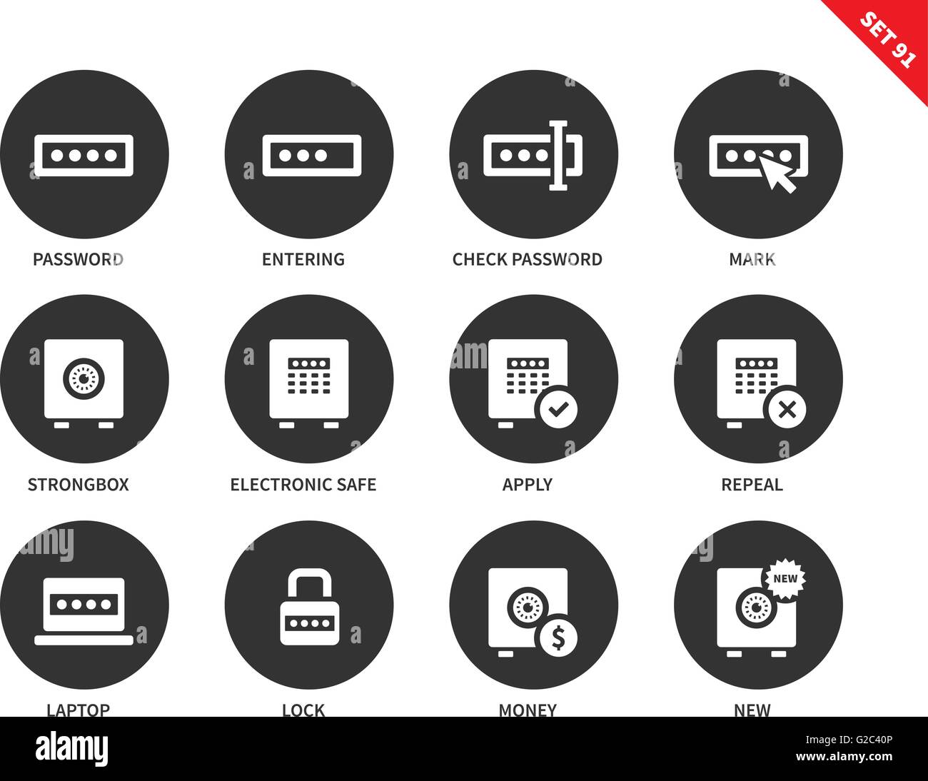 Password icons on white background Stock Vector Image & Art - Alamy