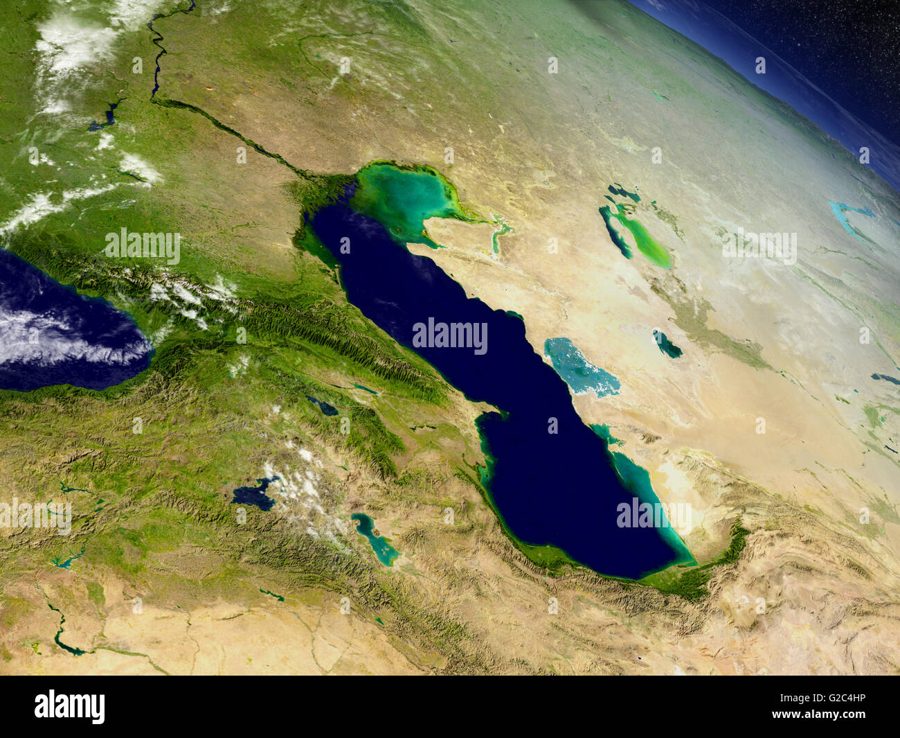 Caucasus with surrounding region with surrounding region as seen from ...
