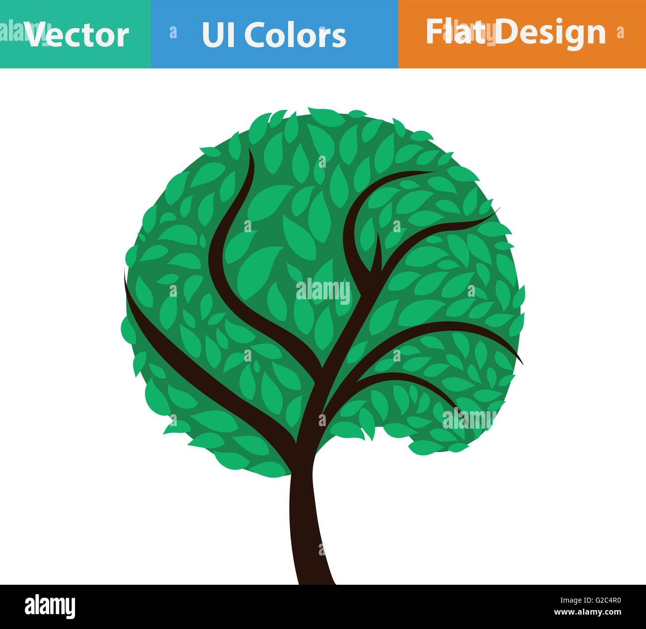 Ecological tree with leaves icon. Flat design. Vector illustration ...