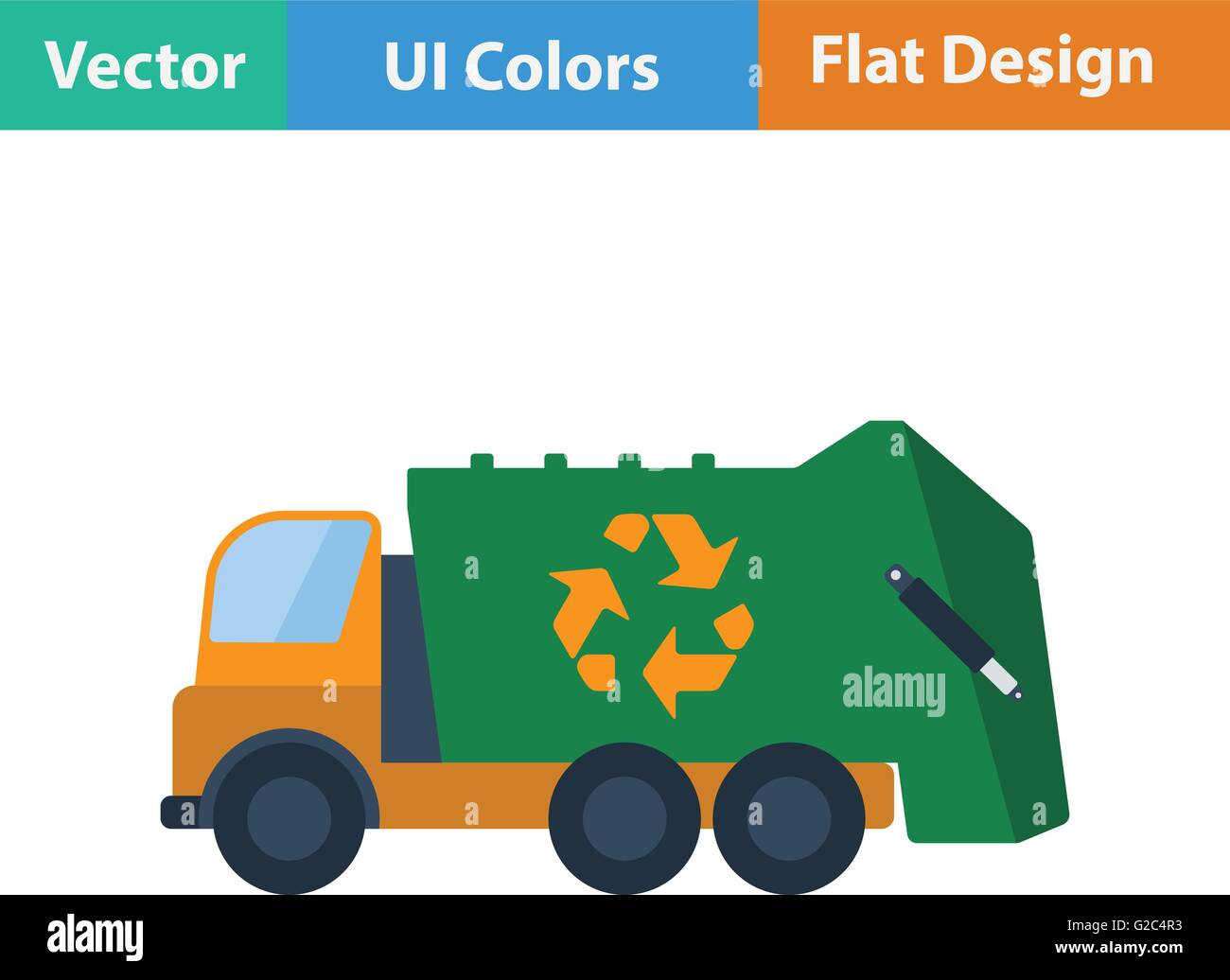 Garbage car with recycle icon. Flat design. Vector illustration Stock ...