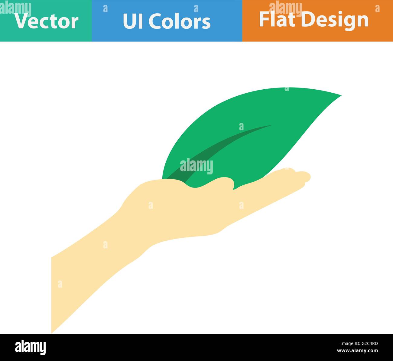 Hand holding leaf icon. Flat design. Vector illustration Stock Vector ...