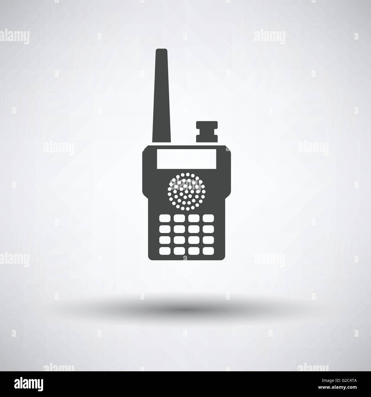 Portable radio icon on gray background with round shadow. Vector ...