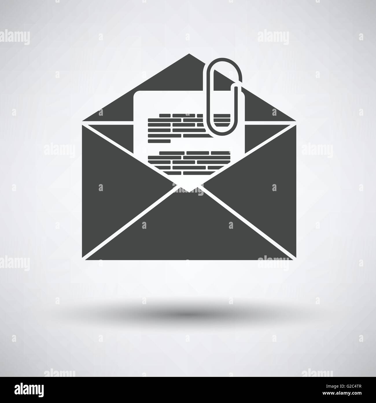 Mail with attachment icon on gray background with round shadow. Vector ...