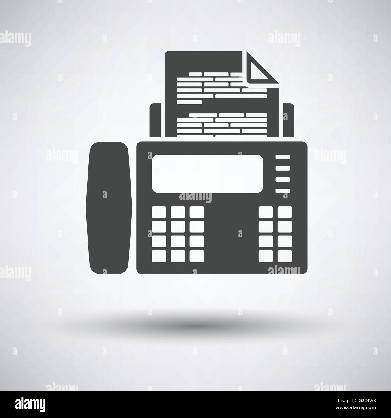 Fax icon on gray background with round shadow. Vector illustration ...