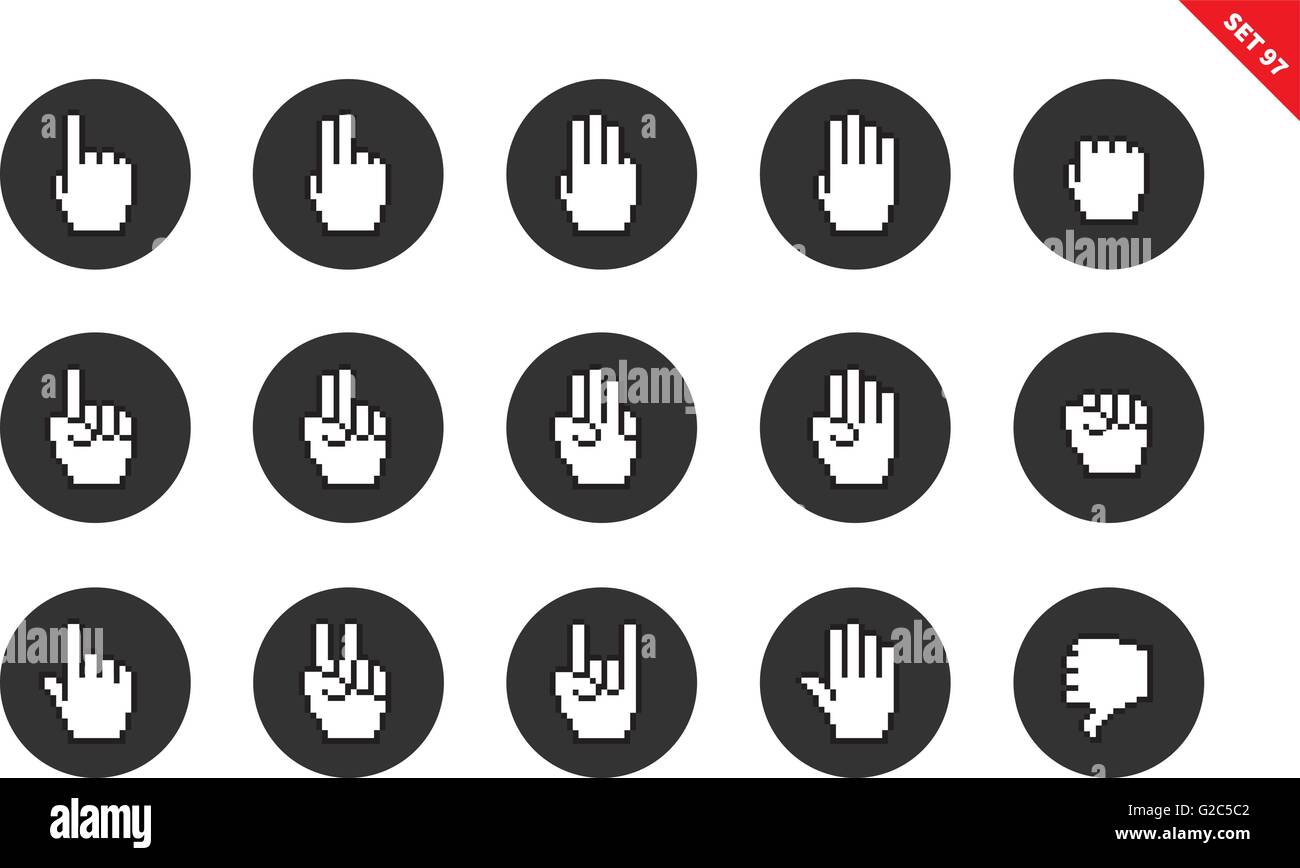 Pixel hands icons on white background Stock Vector Image & Art - Alamy