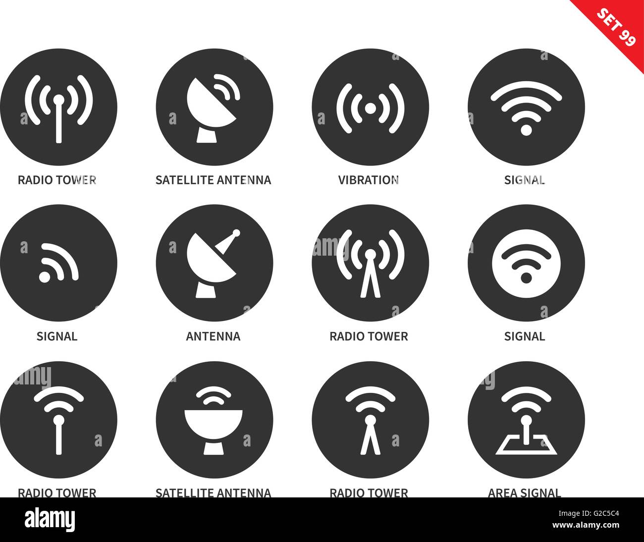 Radio tower icons on white background Stock Vector Image & Art - Alamy