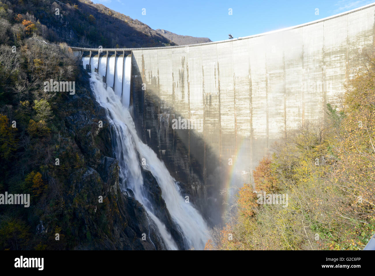 The dam of Verzasca on the italian part of Swtzerland with open the ...