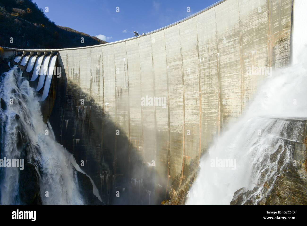 The dam of Verzasca on the italian part of Swtzerland with open the ...