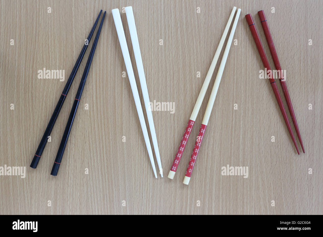 chopsticks in top view on wood background for design concept food Stock ...
