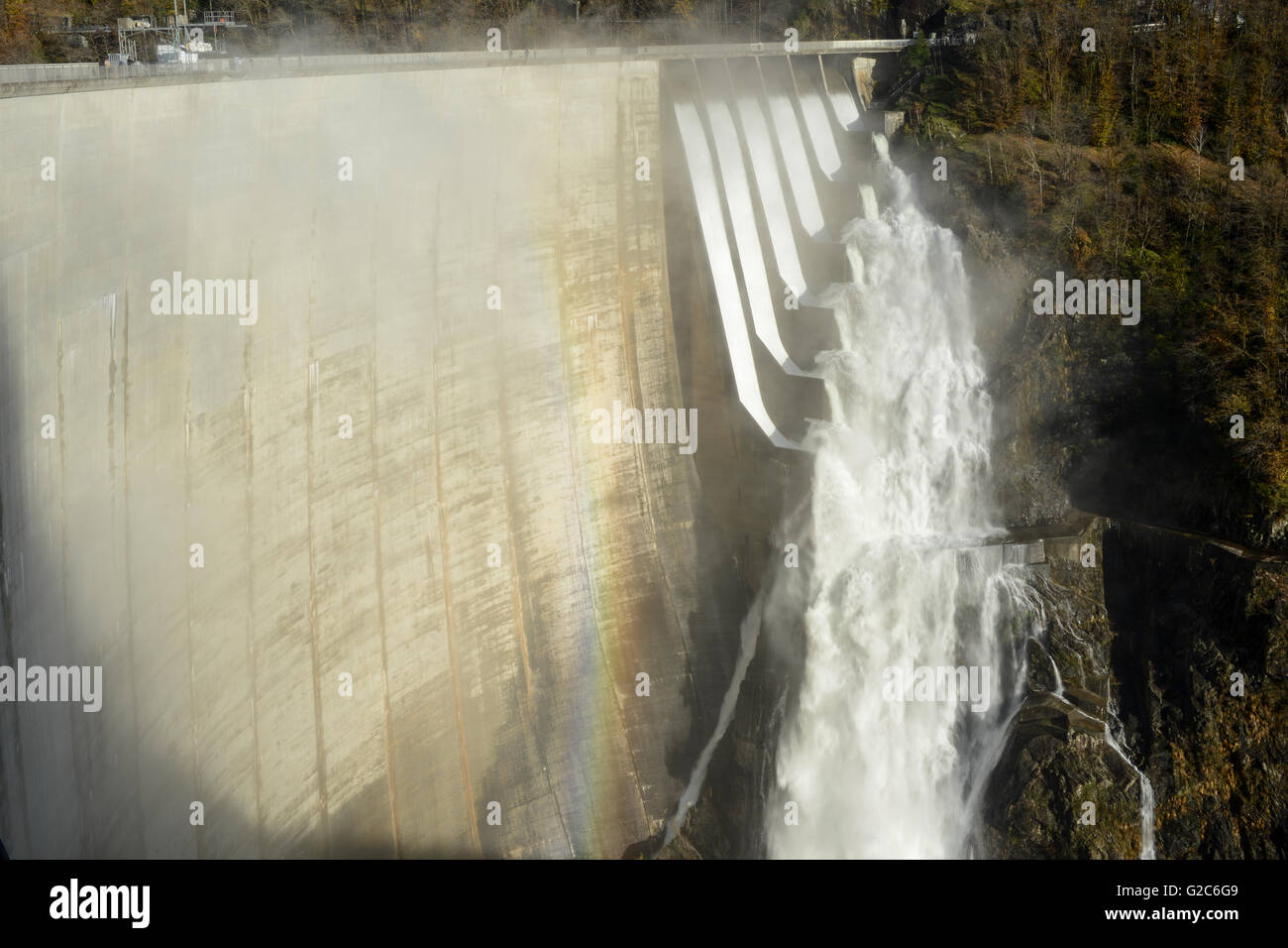 The dam of Verzasca on the italian part of Swtzerland with open the ...