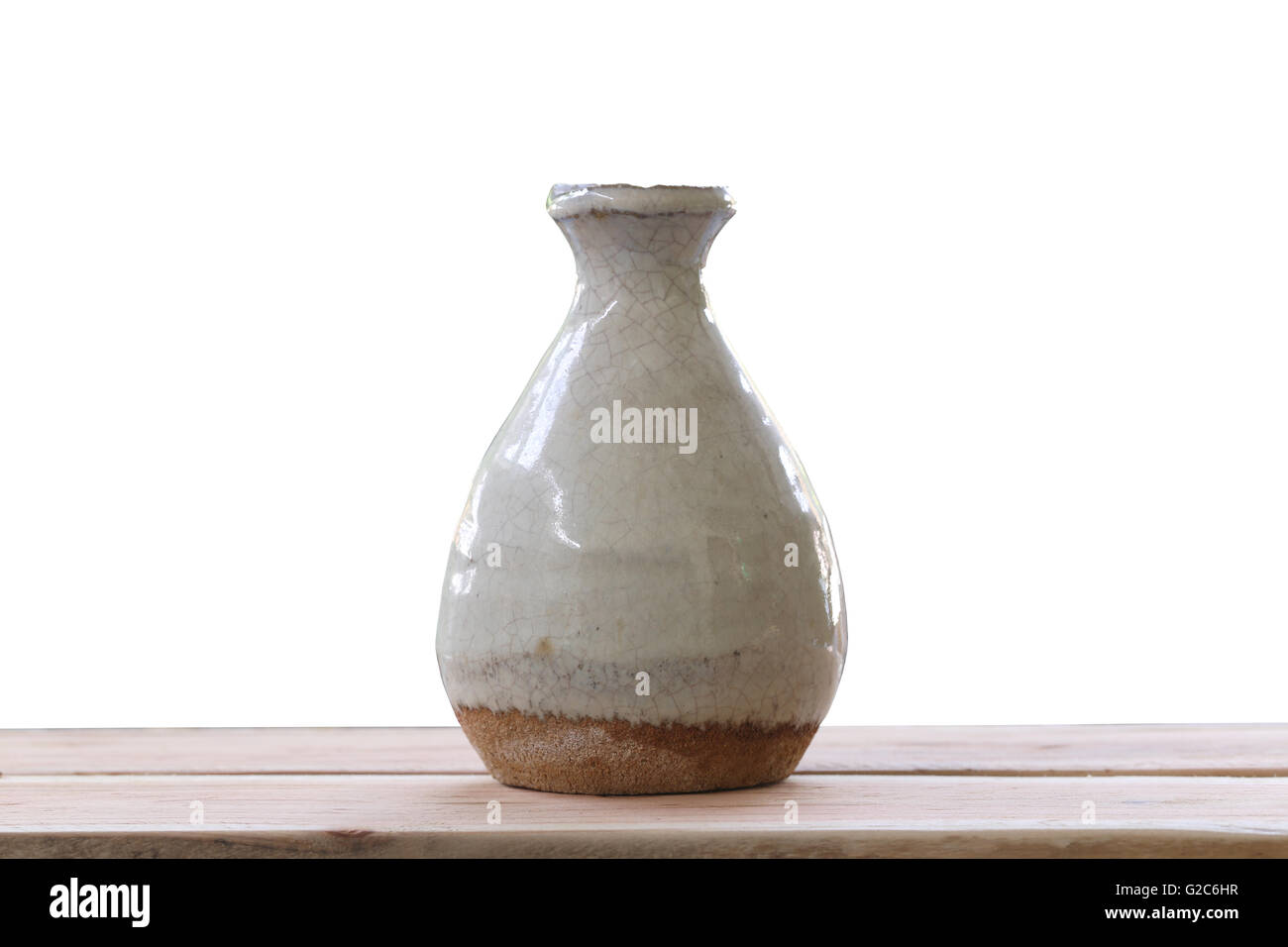 old jar earthenware of japanese style (japanese sake bottle) on wood ...
