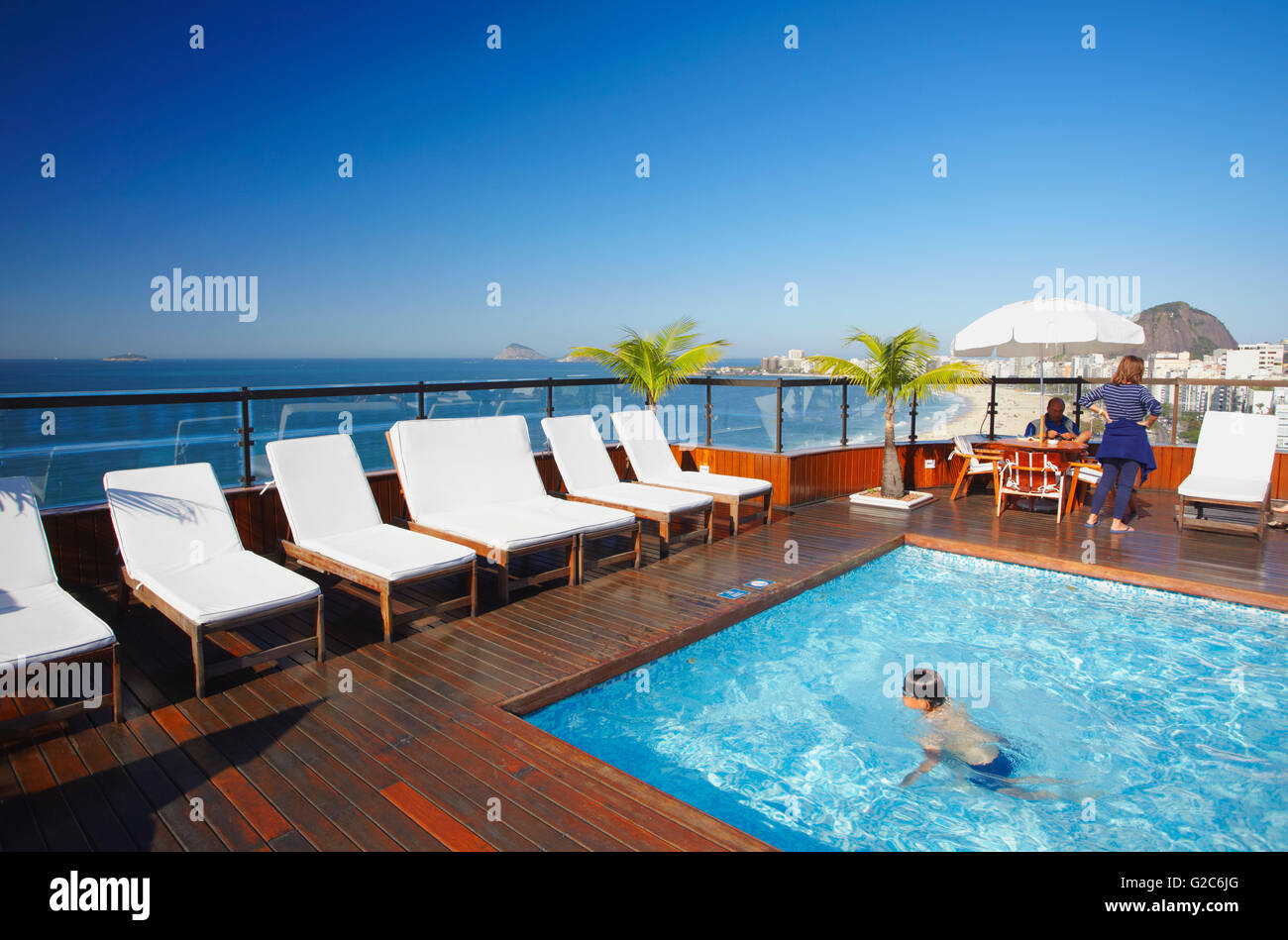 Rooftop pool in Porto Bay Rio Hotel, Copacabana, Rio de Janeiro, Brazil ...