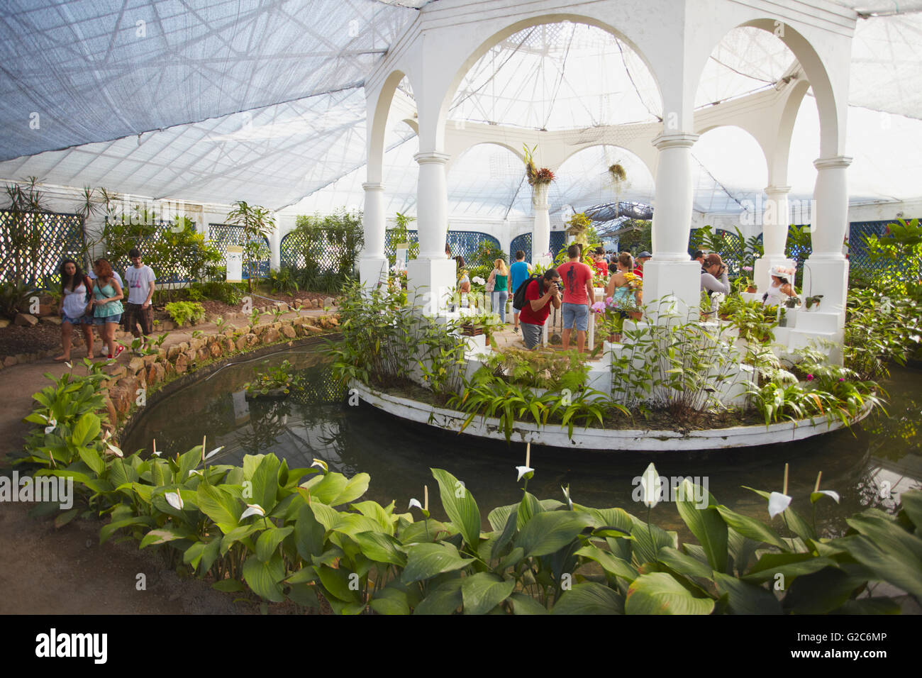 People inside orchid house at Botanical Gardens, Jardim Botanico, Rio ...