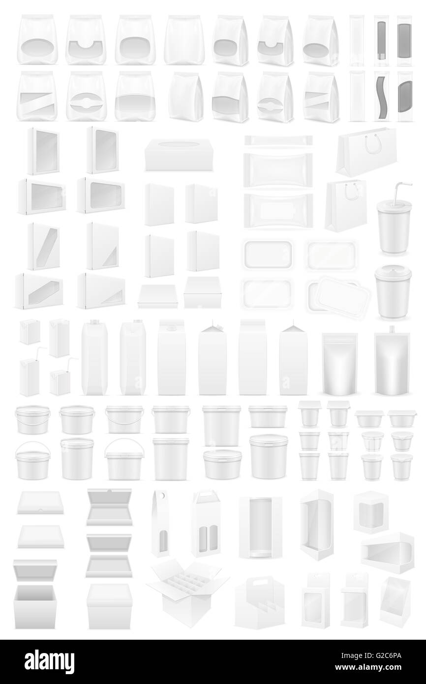 white packing big set icons illustration isolated on background Stock ...