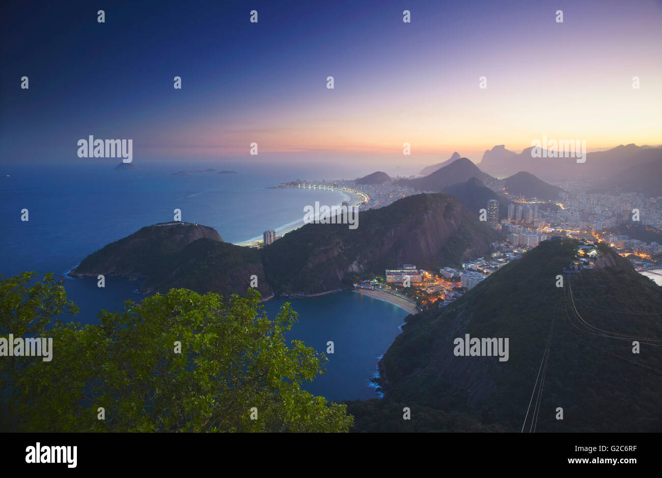 View of Rio at sunset from Sugar Loaf Mountain, Rio de Janeiro, Brazil ...