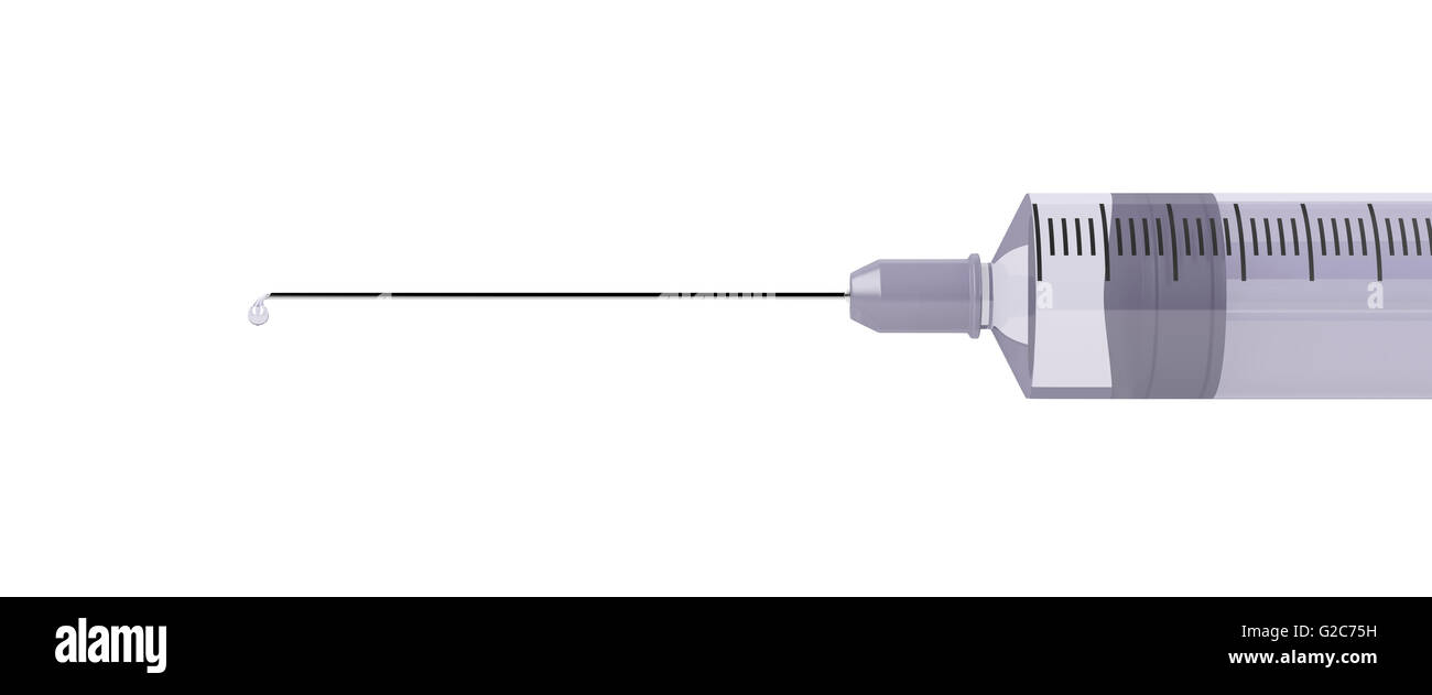 Medical syringe with drop on the needle, isolated on white Stock Photo ...