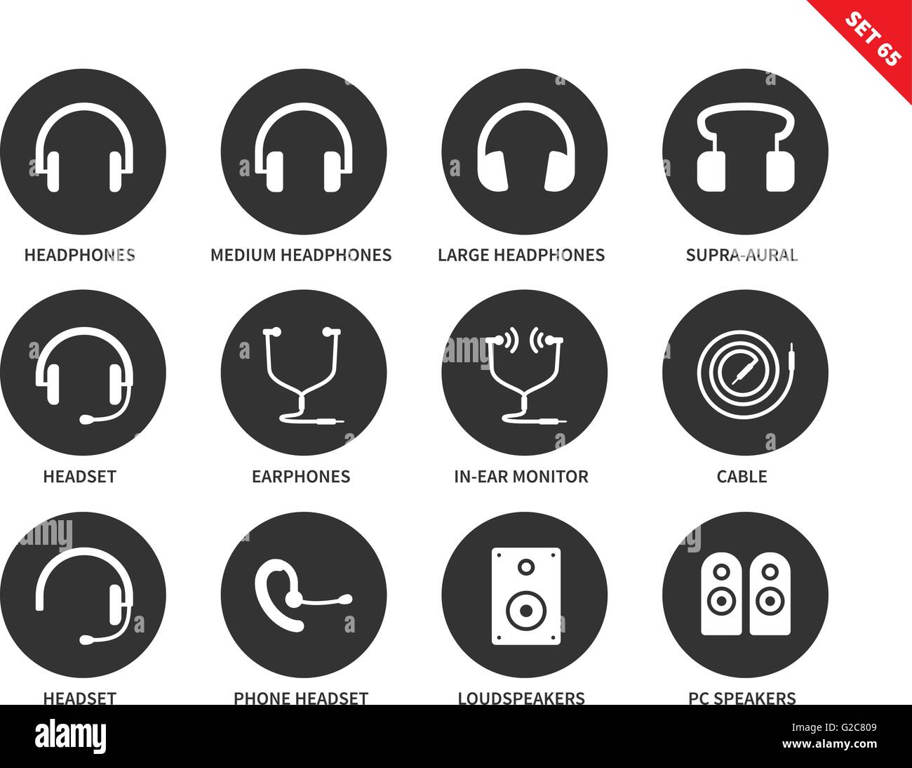Headphones icons on white background Stock Vector Image & Art - Alamy
