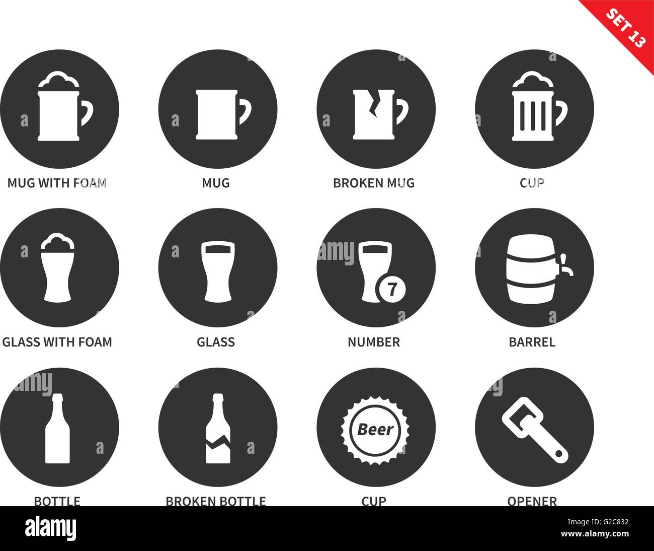 Beer and beverage icons on white background Stock Vector Image & Art ...