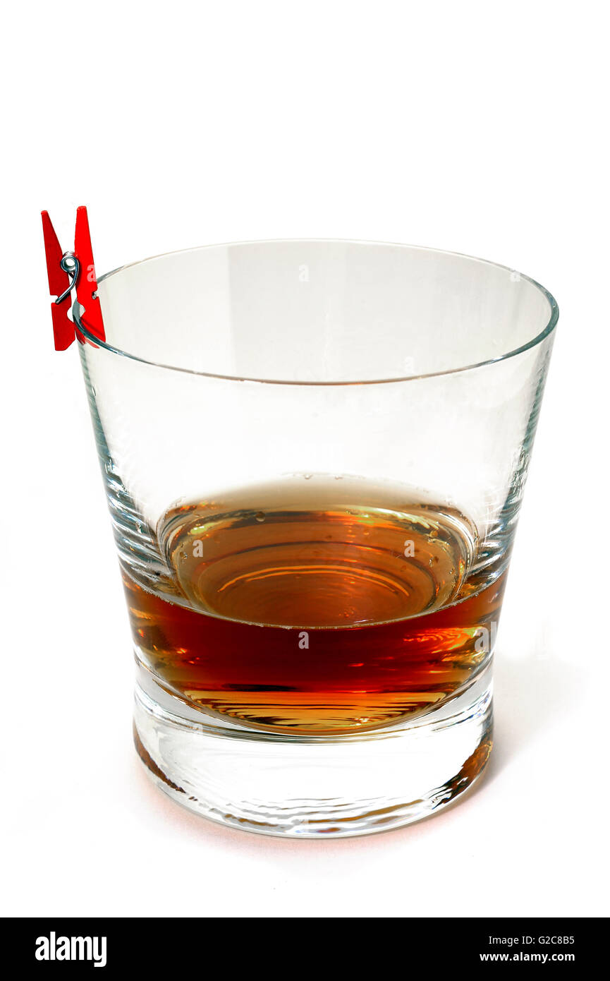 Marking of glass with a mini clothes peg Stock Photo - Alamy