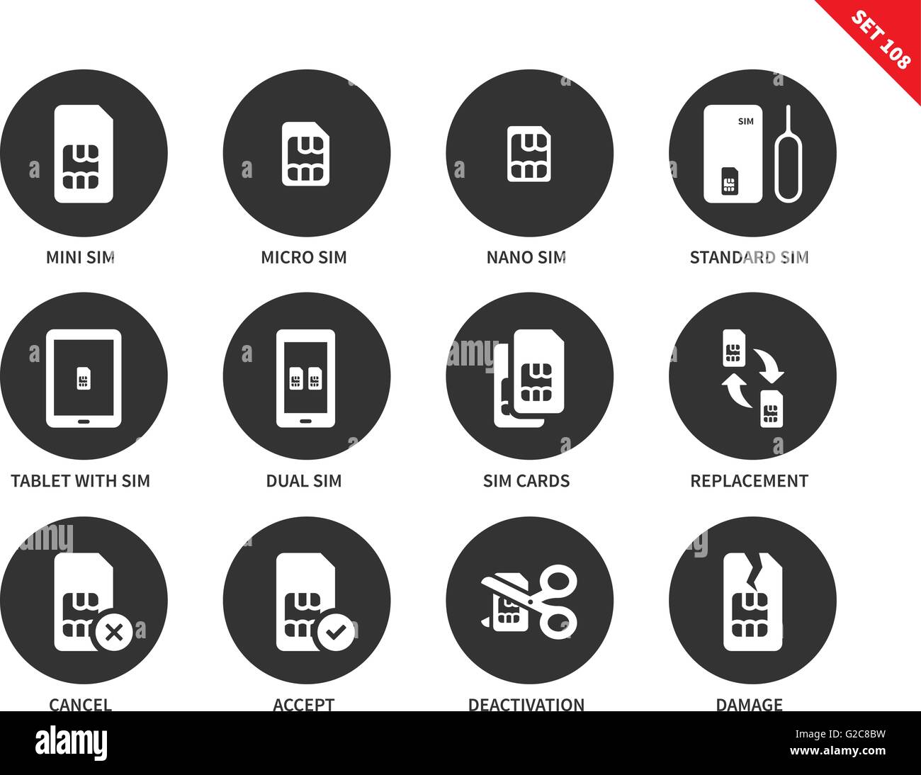 Sim card icons on white background Stock Vector Image & Art - Alamy