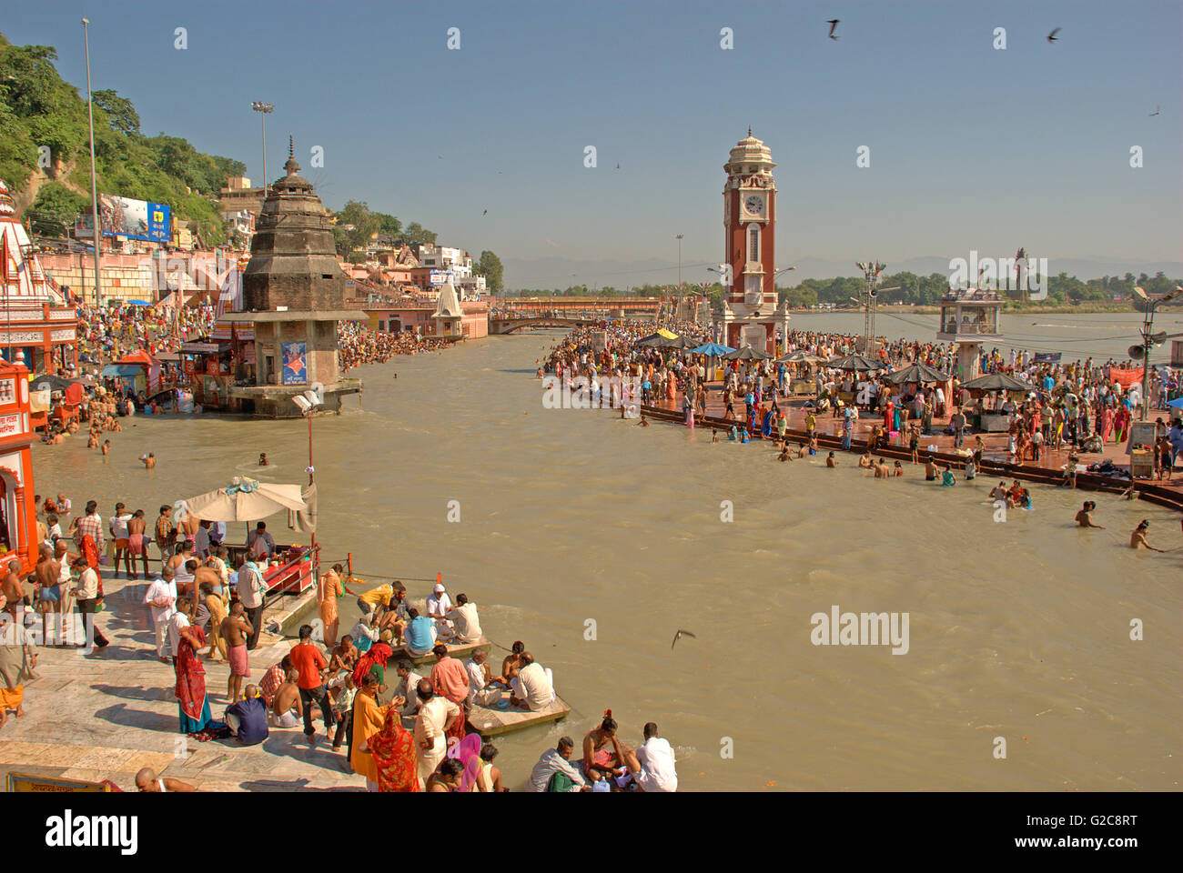 Religious activities and holy dip in the Ganga river by Hindu pilgrims ...
