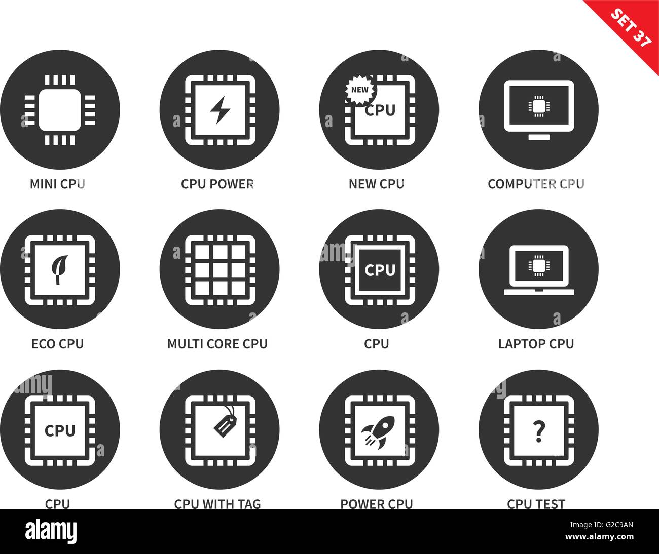 Cpu icons on white background Stock Vector Image & Art - Alamy