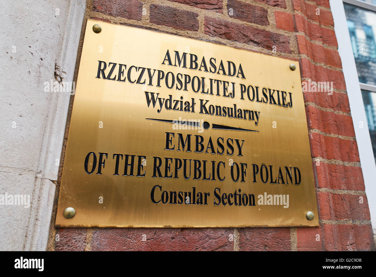 Polish Embassy Consular Section Bouverie Street London UK Stock Photo ...