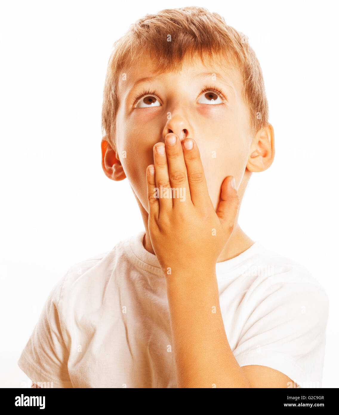young pretty boy wondering face isolated gesture close up Stock Photo ...