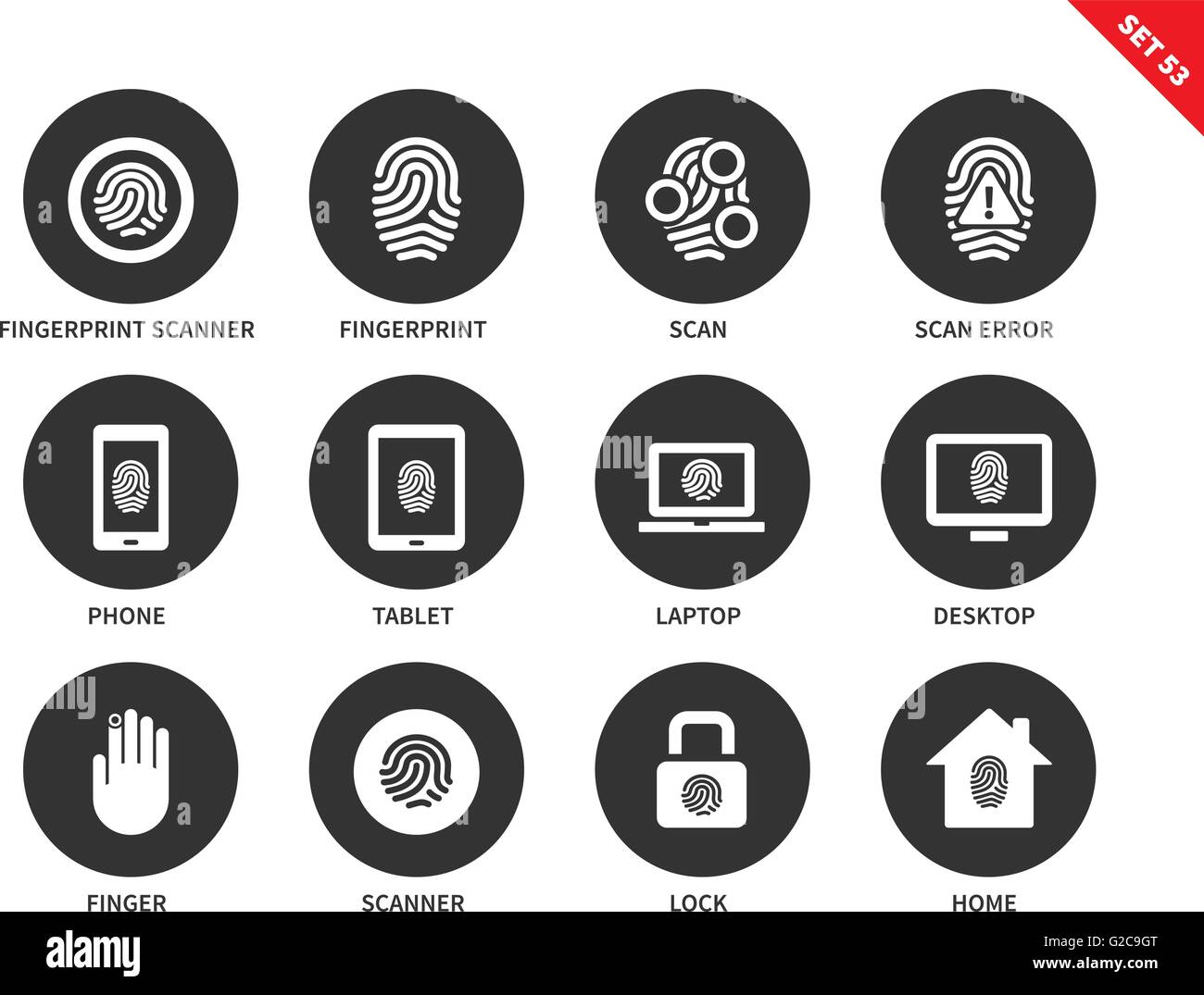 Finger-print icons on white background Stock Vector Image & Art - Alamy