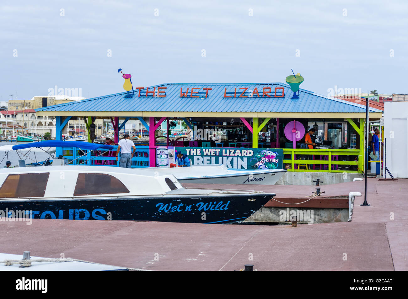 The Wet Lizard bar in Belize City, Belize Stock Photo - Alamy