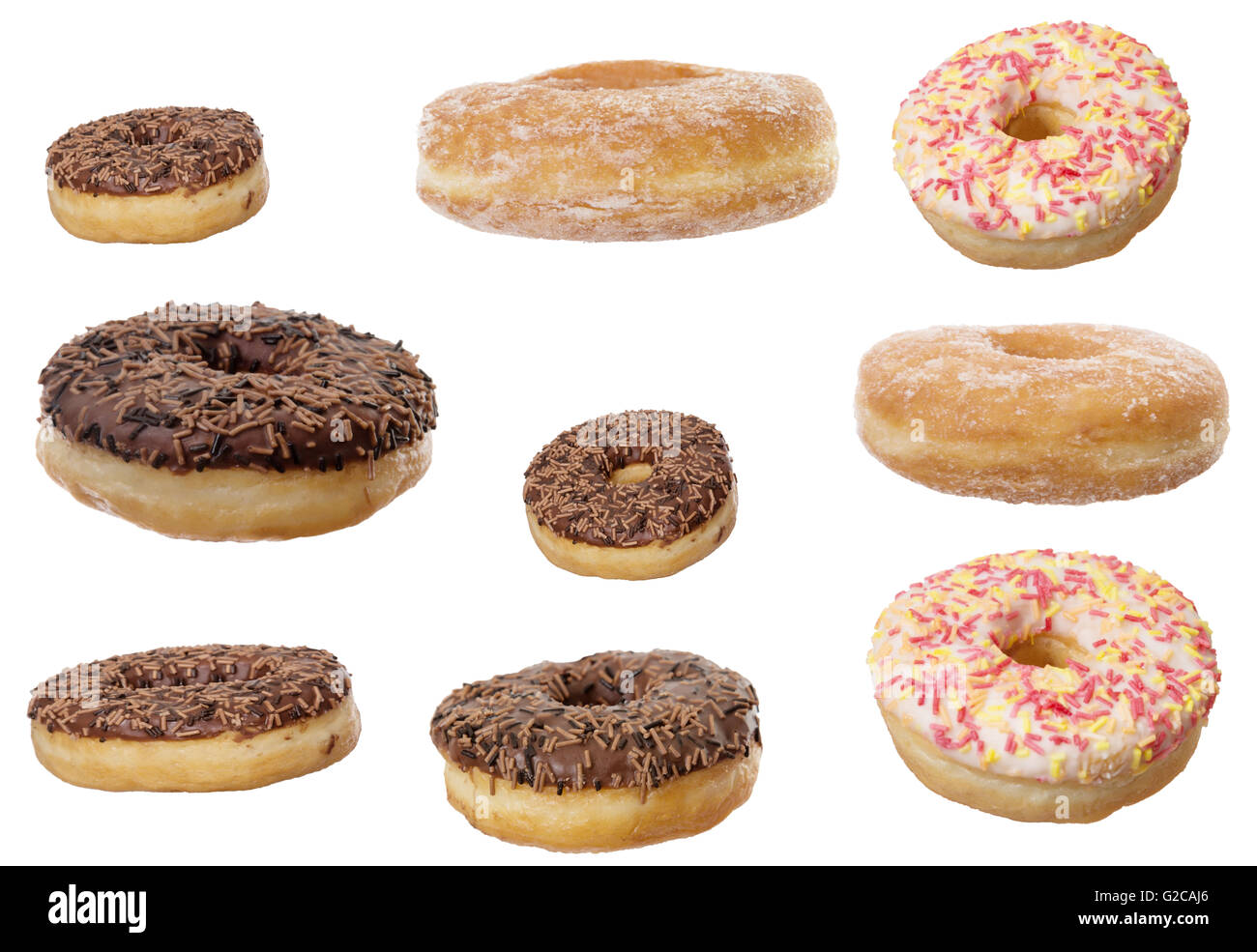 collage of donut on a white background cutout Stock Photo - Alamy