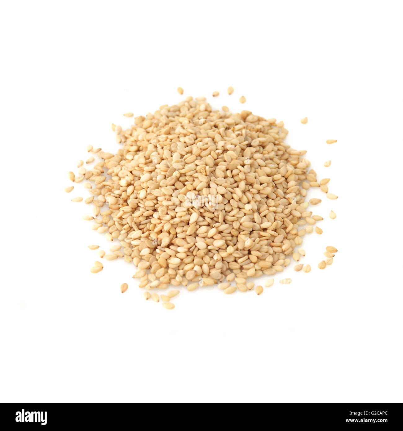 Brown Sesame Seeds on White Background Stock Photo - Alamy