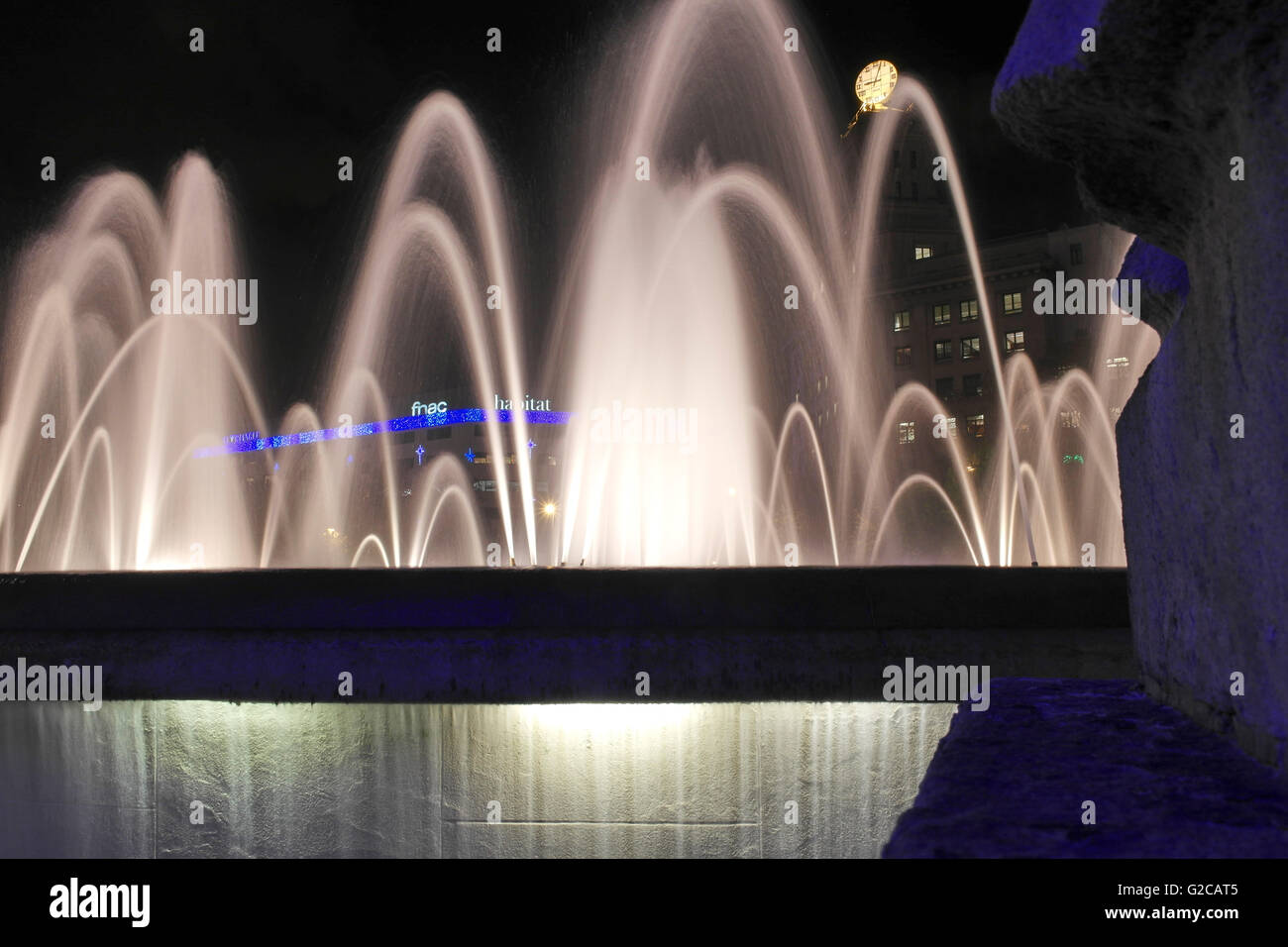 Magical water fountain in the center of Barcelona - Spain Stock Photo ...