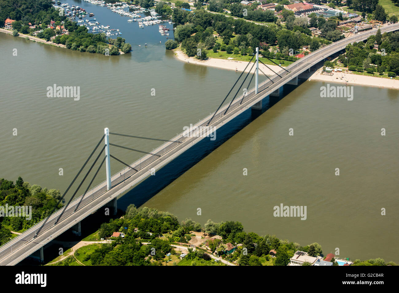 Aerial view of the Liberty bridge in Novi Sad Stock Photo - Alamy