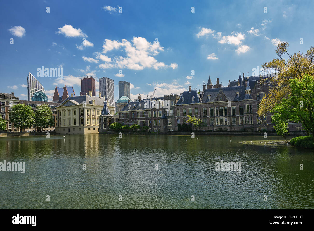 The Hofvijver is a pound in the center of The Hague, the Netherlands ...