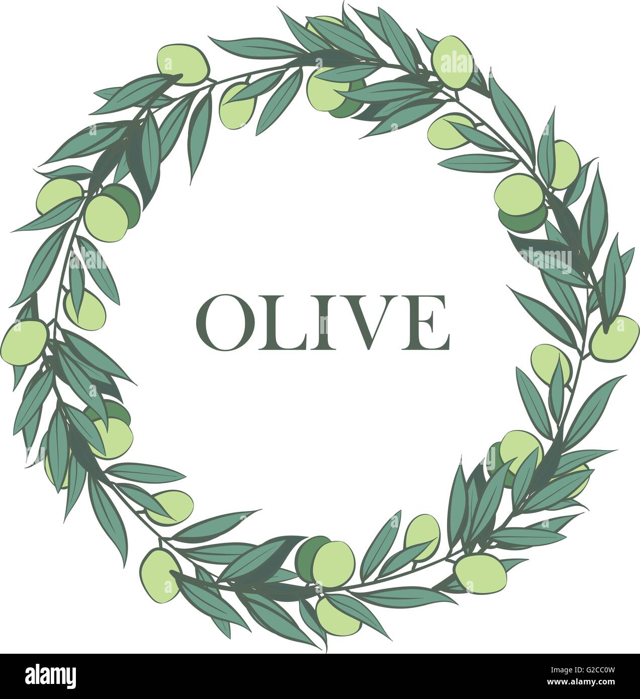 Vector frame with olive branch. Hand drawn circle frame illustration ... Vector frame with olive branch. Hand drawn circle frame illustration ...