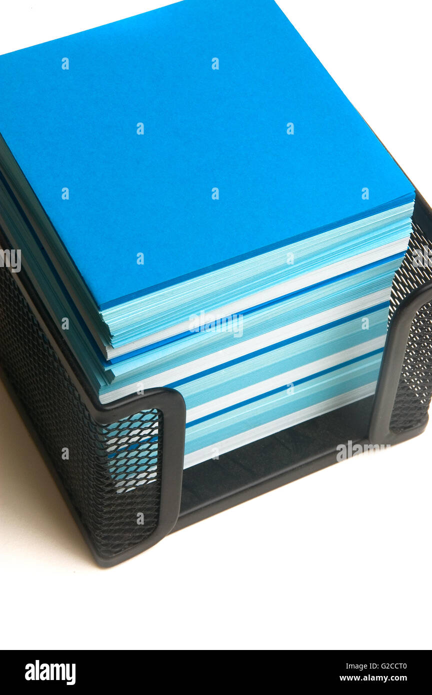 block sheet dispenser office blue note on white background Stock Photo ...