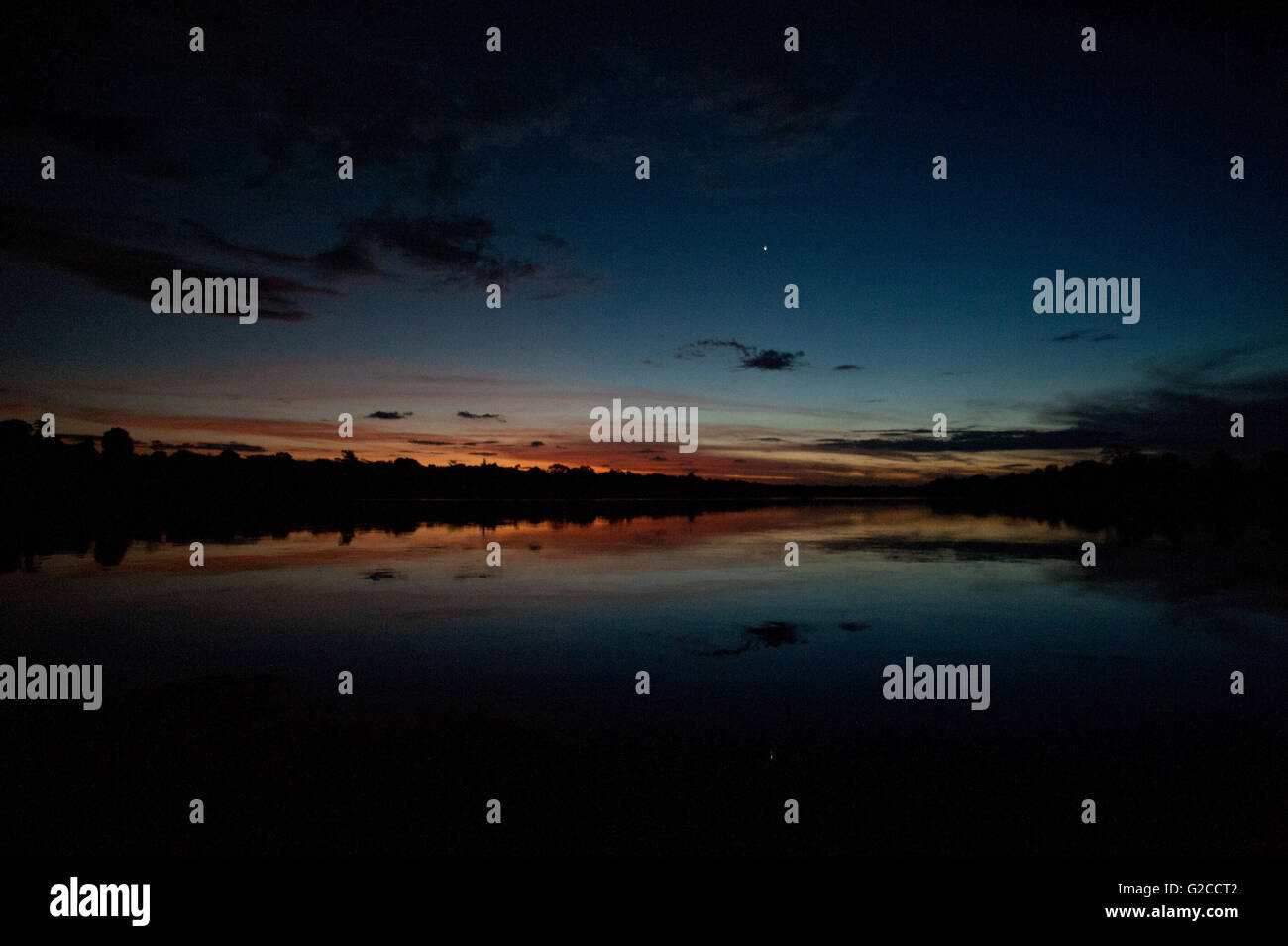 Sunset in the Amazon Forest Stock Photo - Alamy