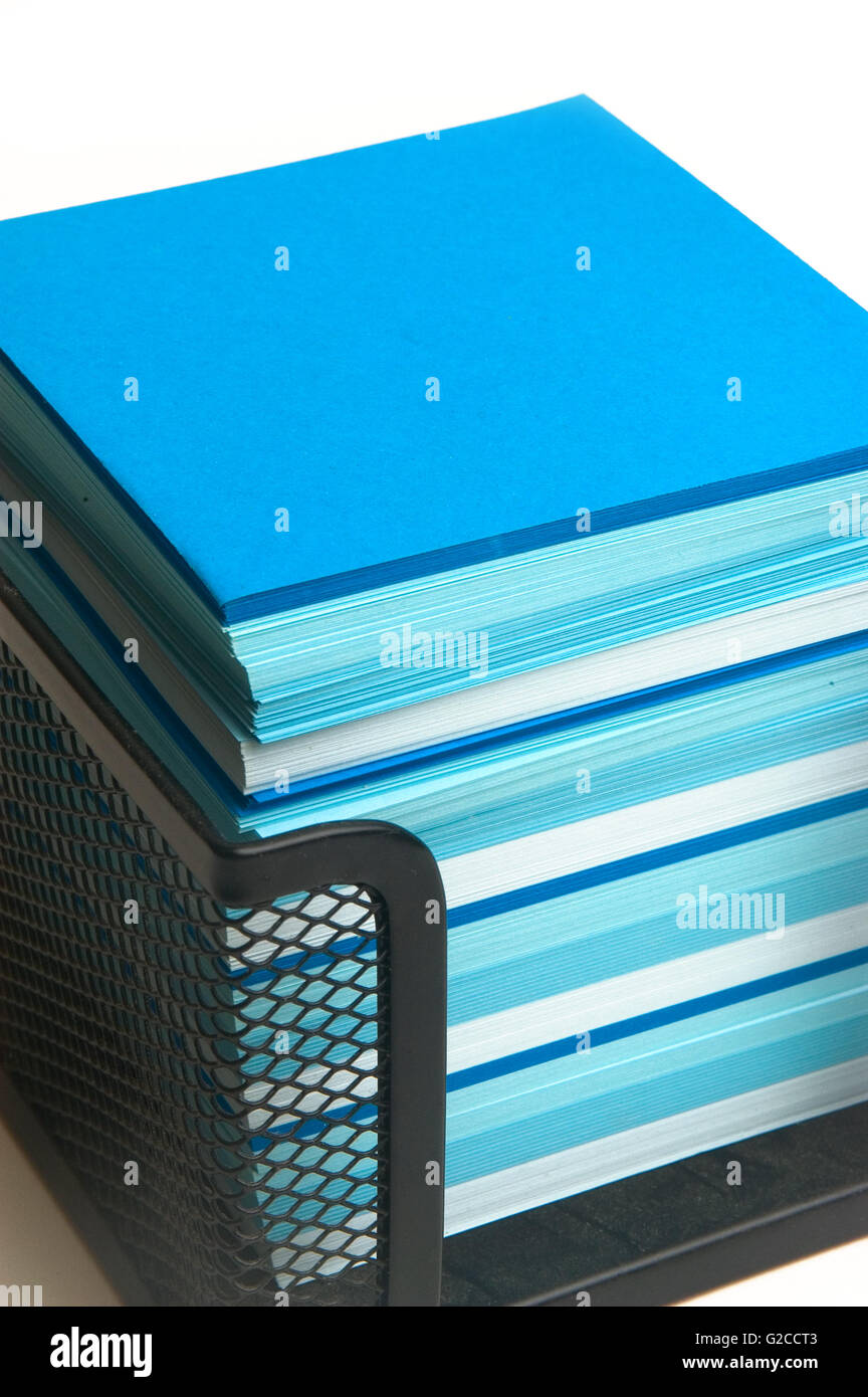 block sheet dispenser office blue note on white background Stock Photo ...